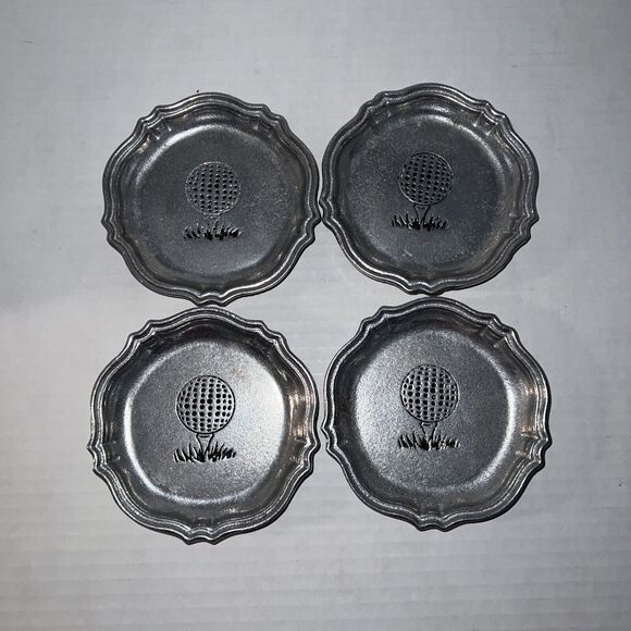 Vintage | Other | Vintage Set Of 4 Golf Coasters 4 Metal Pewter | Poshmark